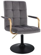 LuxuryForm DESIGN Otočná židle VERONA GOLD VELUR na černém talíři - tmavě šedá