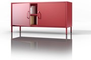 TV skříňka kovová na nožičkách červená, 1150x595x400 mm: ROSA Modern