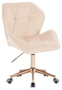 LuxuryForm DESIGN Otočná židle MILANO MAX VELUR na zlaté podstavě s kolečky - krémová