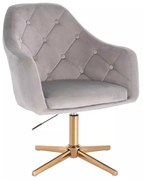 LuxuryForm DESIGN Otočné křeslo ANDORA VELUR na zlatém kříži - světle šedé