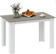 HOMCOM Jídelní stůl pro 4-6 osob, obdélníkový kuchyňský stůl moderní styl, nosnost 50 kg, 120x69x75 cm, šedý a bílý | Aosom