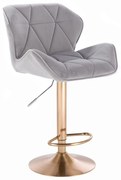 LuxuryForm DESIGN Barová židle MILANO VELUR na zlaté kulaté podstavě - světle šedá