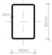 Pozinkovaný jekl 60 x 40 x 2 mm - délka 2 m