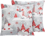 Bellatex Povláček bavlněný vánoce 2ks 40x40 cm Skřítek Šedá,Červená
