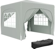 Outsunny Pavilon 3x3m, Voděodolný Stabilní Zimní Skládací Pavilon s UV Ochrannou 50+, Skládací Party Stan s 4 Bočními Panely a Taškou pro Přenášení, Z