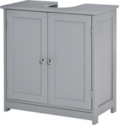Koupelnová skříňka Kleankin pod umyvadlo - Skříňka pod umyvadlo - Skříň s 2 dveřmi a policí - Rozměry 60D x 30Š x 60V cm - Šedé dřevo | Aosom
