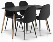 Jídelní set 1 + 4, černý stůl ADRIA 120x80 cm + černá sametová židle ASTI s černými nohami