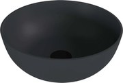 Polysan Banera - Umyvadlo na desku, průměr 39 cm, bez přepadu, bez otvoru pro baterii, matný antracit 14337.51