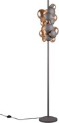 Stojací lampa se skleněným stínidlem v šedo-zlaté barvě (výška 155 cm) Bubble – Trio Select