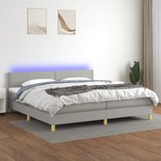 Box spring postel s matrací a LED světle šedá 200x200 cm textil 3133661