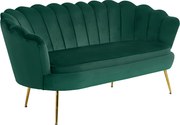 Luxusní pohovka, 2,5-sed, smaragdová Velvet / zlatá, styl Art-deco, NOBLIN