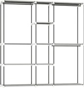 HOMCOM Skříň 182x43x185 cm Otevřená skříň se 8 textilními policemi, tyče na oblečení, kovový rám, světle šedá