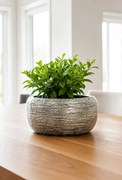 Kulatý květináč POTTA, sklolaminát, průměr 44 x výška 21 cm, stříbrná