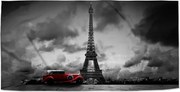 Sablio Ručník Eiffelova věž a červené auto - 30x50 cm