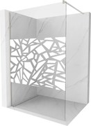 Mexen Kioto, sprchová zástěna Walk-In 100 x 200 cm, 8mm čiré sklo bílý vzor, broušená ocel profil, 800-100-101-97-85