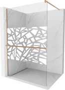 Mexen Kioto+, sprchová zástěna Walk-In s poličkou a věšákem 100 x 200 cm, 8mm čiré sklo bílý vzor, měděný matný profil, 800-100-121-65-85