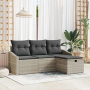 Set pohovek 4 ks Světle šedá polyratan 3359251