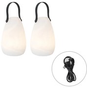 Sada 2 stolních lamp bílých RGBW dobíjecích IP54 - Pion