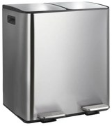 Ocelový odpadkový koš 2x20 l na tříděný odpad/nášlapný v matně stříbrné barvě Aliya – Spirella