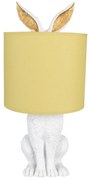 Bílá stolní lampa králík se žlutým stínidlem Konijn