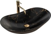 REA Royal Marble 60 umyvadlo na desku, 61 x 36 cm, černá, REA-U7478