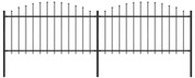 Zahradní plot s kopím nahoře ocelový 337 x 150 cm černý 277731
