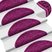 Schodové rohože 15 ks 56x17x3 cm fialové půlkulaté 133897