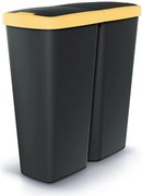 PRO Odpadkový koš COMPACTA Q DUO černý se žlutým víkem, objem 50l