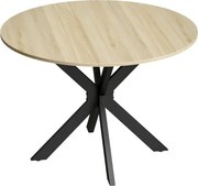 HOMCOM kulatý skládací kuchyňský stůl pro 2–6 osob s sklápěcím křídlem, ocelová konstrukce, dvojité-X, Ø110x76 cm, přírodní