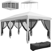 Outsunny Pop-Up Skládací Altán 6x3 m Skládací Pavilon se 6 Protipolárními Bočními Stěnami a Taškou pro Kempování a Oslavy Krémová | Aosom
