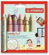 Pastelky Stabilo Woody 3 in 1 - 6 pastelových barev