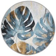 Modrý pratelný kulatý koberec ø 80 cm Golden Leaves – Mila Home