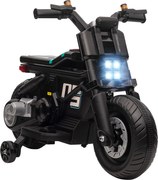 HOMCOM 6V Elektrická motocyklistika pro děti s koly, houkačkou, 4 světlomety a hudbou, Elektrický skútr pro děti 3-5 let z PP a kovu, Rychlost 3 km/h,
