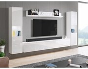 Obývací stěna Bamisio XL, Barva: bílá / bílý lesk, Osvětlení: osvětlení LED - bílé