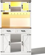 Aosom Barový skříňka ve stylu stodoly, nastavitelná LED osvětlení, 100 x 40 x 172 cm, hnědá + bílá