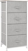 HOMCOM Komoda se 4 látkovými zásuvkami, úložný kabinet multifunkční pro ložnici, obývací pokoj a chodbu 45x30x92 cm šedá | Aosom