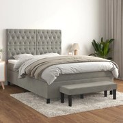 Box spring postel s matrací světle šedá 140x190 cm samet 3138019