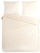 Krémové prodloužené povlečení na dvoulůžko z mikrovlákna 200x220 cm Pure Zigzag – Good Morning