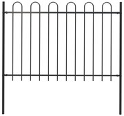 Zahradní plot BOXTEL s obručí nahoře ocelový 170 x 120 cm černý 144931