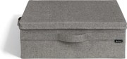Šedý látkový úložný box s víkem 46x56x16 cm Soft Storage Low – Bigso
