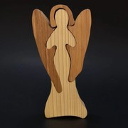 AMADEA Dřevěné puzzle anděl, masivní dřevo dvou druhů dřevin, 15 cm