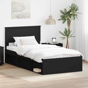 Rám postele s čelo Černá 100 x 200 cm Masivní borové dřevo 3410637