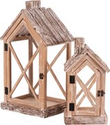 Set dvou dřevěných luceren hnědý DA219 (2 ks)