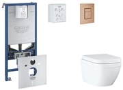 Grohe Rapid SLX - Set předstěnové instalace, klozetu, sedátka SoftClose a tlačítka Skate Cosmopolitan, Triple Vortex, kartáčovaný Warm Sunset SANI11BB4108