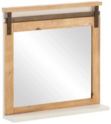furniture-nabytek.cz - Masivní koupelnové zrcadlo Caprino z borovice a MDF, lakované, bílé/hnědé – 70x70 cm