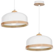 Závěsné svítidlo Studio, 1x dřevěné/bílé kovové stínítko, (fi 32cm), w/br