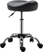 HOMCOM Houpací Stolička s Nastavitelnou Výškou a Kolečky - Otočná Stolička do Salonů pro Masáže z Umělé Kůže - Černá 48 x 48 x 54-69 cm | Aosom