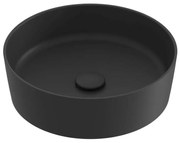 Ravak UNI - Umyvadlo na desku průměr 40 cm, bez přepadu, bez otvoru pro baterii, matná černá XJX0D140001