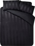 Černé 3dílné saténové povlečení na dvoulůžko 200x200 cm So Soft Satin Stripe – Catherine Lansfield