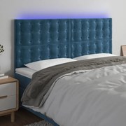 Čelo postele s LED tmavě modré 160x5x118/128 cm samet
